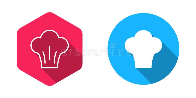 Filled and Outline Chef Hat Icon Isolated with Long Shadow Background ...