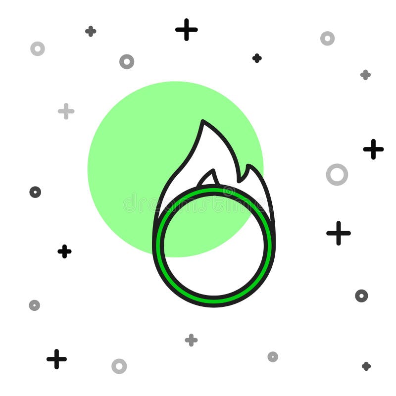 Filled Outline Circus Fire Hoop Icon Isolated on White Background. Ring ...