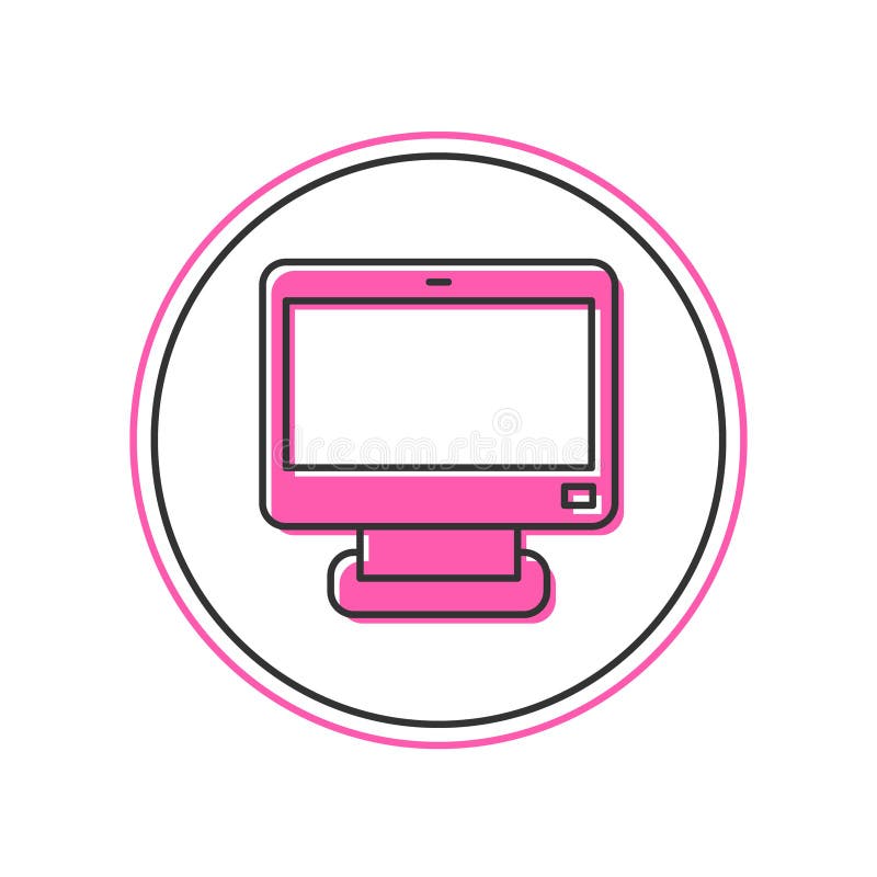 Filled Outline Computer Monitor Screen Icon Isolated on White ...