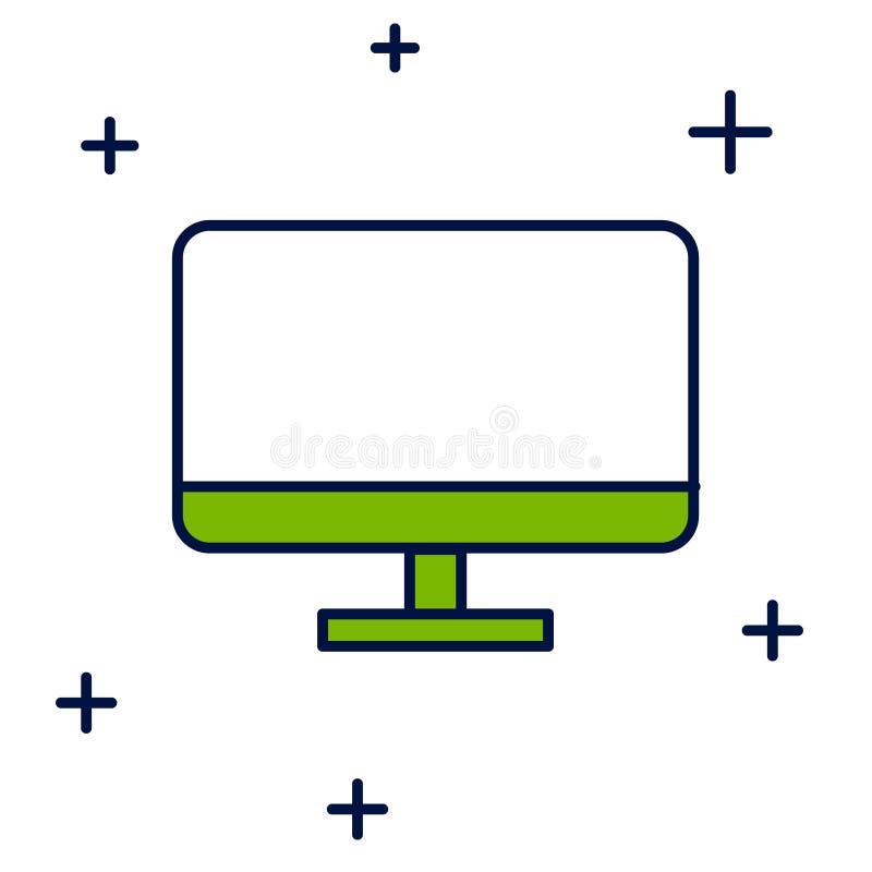 Filled Outline Computer Monitor Screen Icon Isolated on White ...