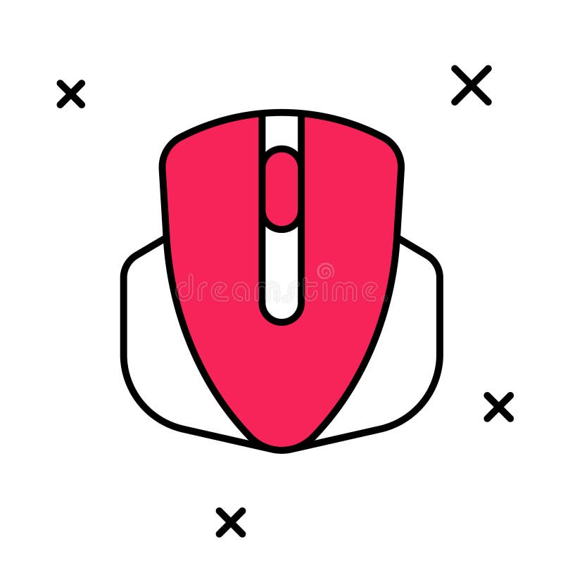 Filled Outline Computer Mouse Gaming Icon Isolated on White Background ...