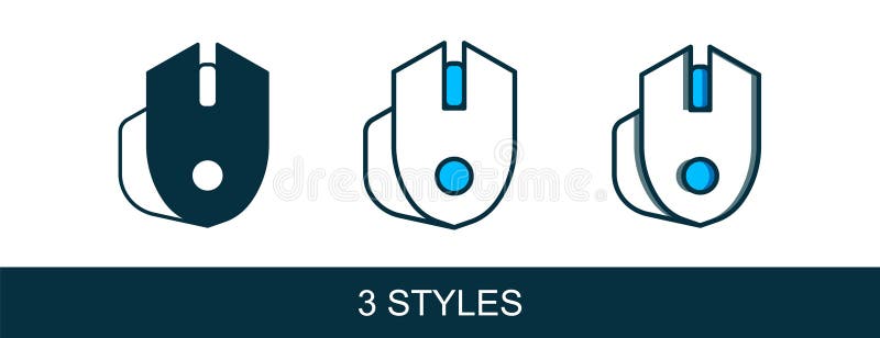 Filled Outline Computer Mouse Gaming Icon Isolated on White Background ...