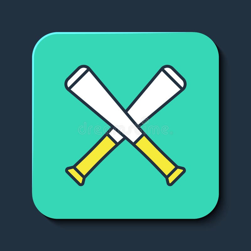 Filled Outline Crossed Baseball Bat Icon Isolated on Blue Background ...