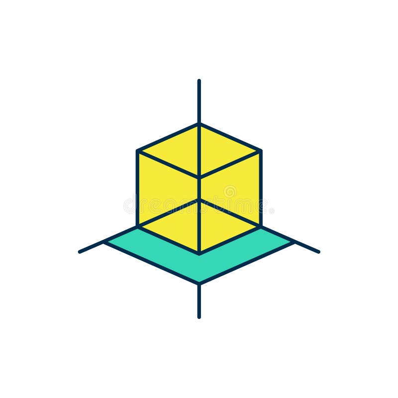 Filled Outline 3d Modeling Icon Isolated on White Background. Augmented ...