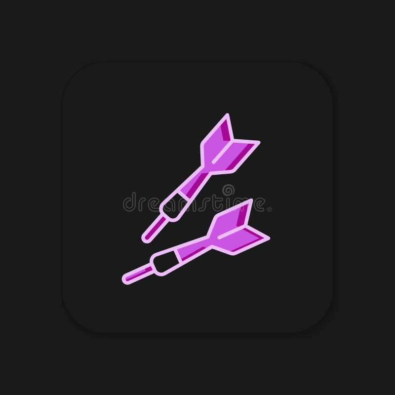 Filled Outline Dart Arrow Icon Isolated on Black Background. Flat ...