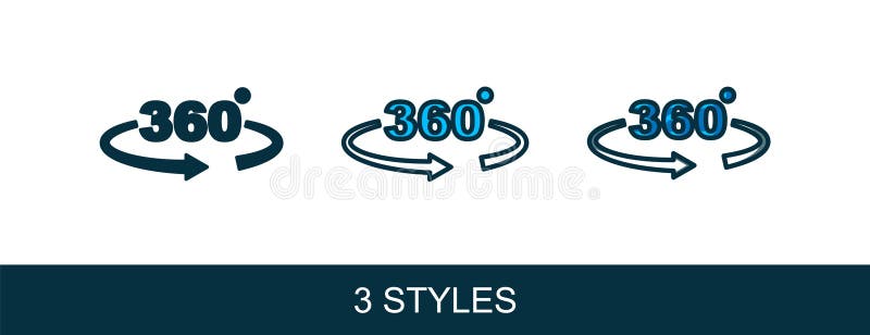 Filled Outline 360 Degree View Icon Isolated on White Background ...