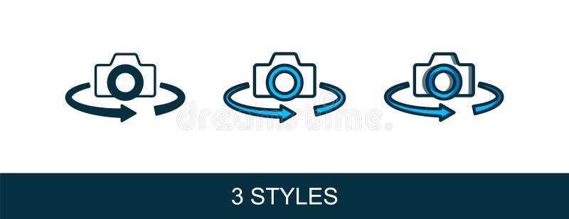 Filled Outline 360 Degree View Icon Isolated on White Background ...