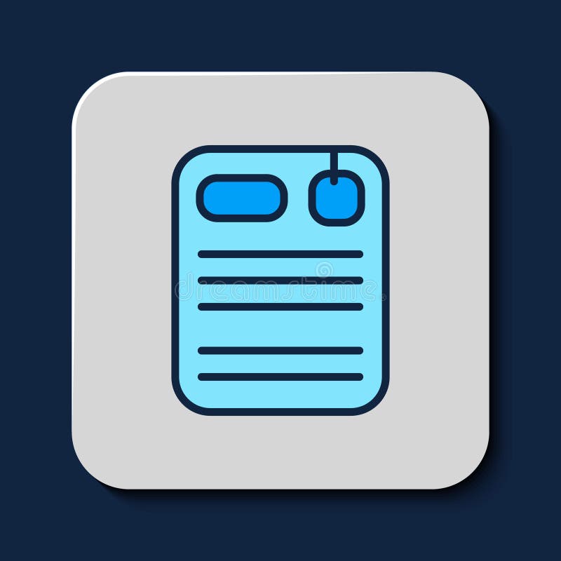 Filled Outline Dossier Folder Icon Isolated on Blue Background. Vector ...