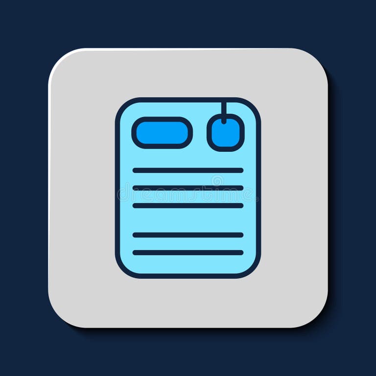 Filled Outline Dossier Folder Icon Isolated on Blue Background. Vector ...