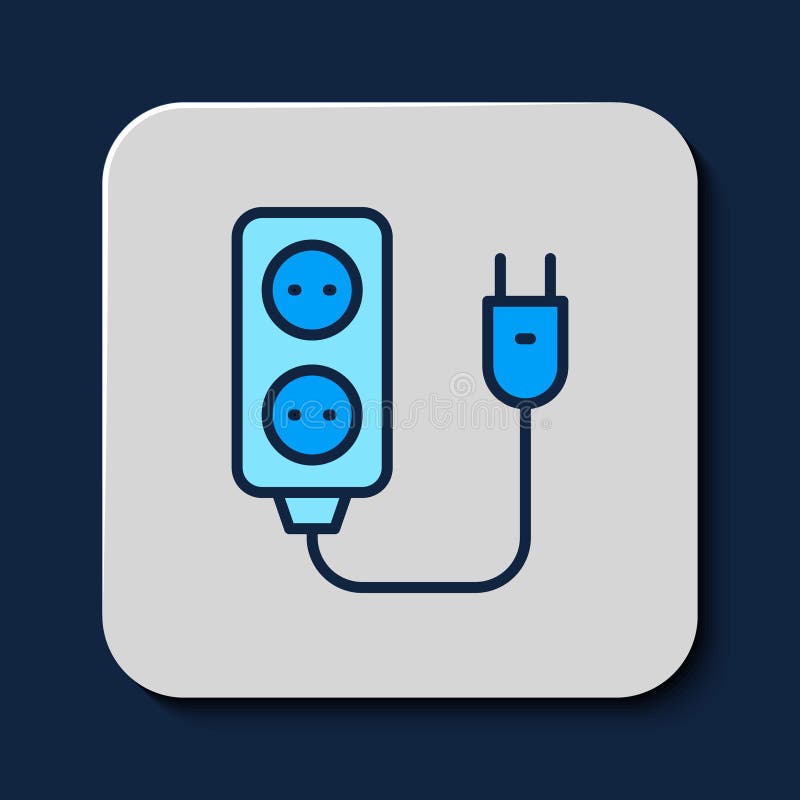 Filled Outline Electric Extension Cord Icon Isolated on Blue Background ...