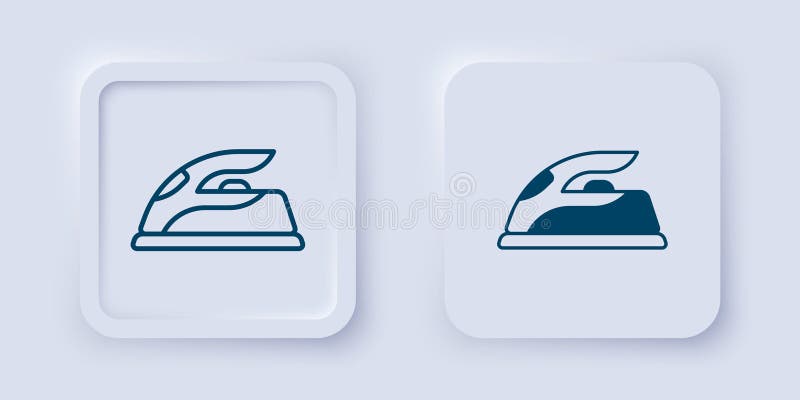 Filled and Outline Electric Iron Icon Isolated on Grey Background ...