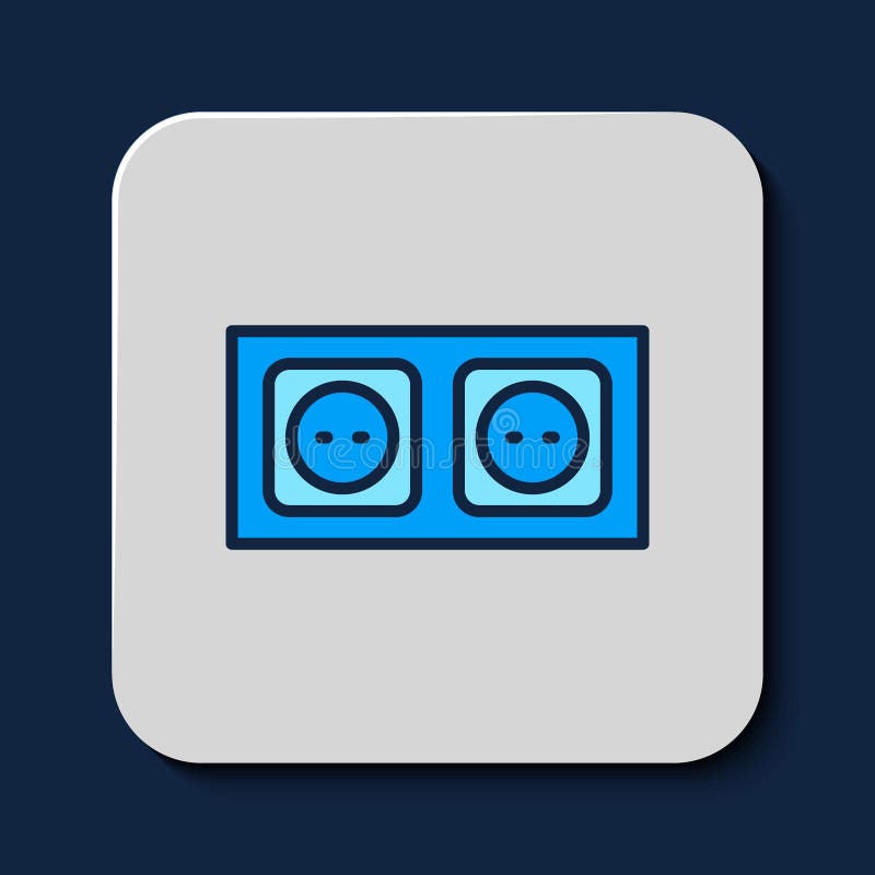 Filled Outline Electrical Outlet Icon Isolated on Blue Background. Power Socket. Rosette Symbol ...