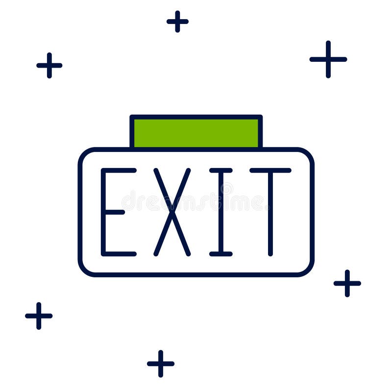 Filled Outline Exit Icon Isolated on White Background. Fire Emergency ...
