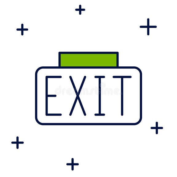 Filled Outline Exit Icon Isolated on White Background. Fire Emergency ...