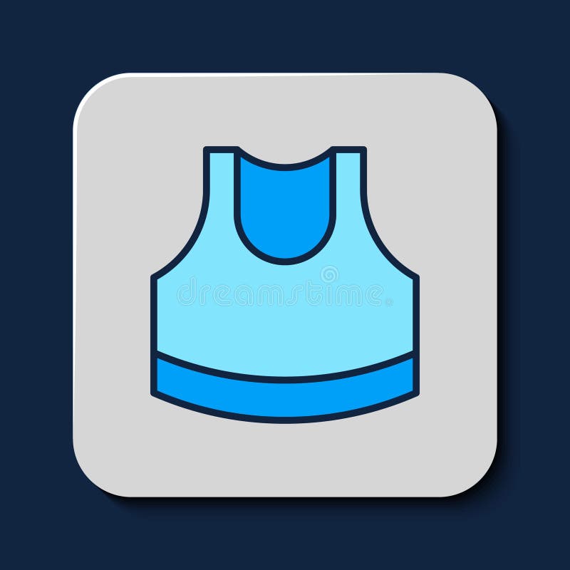 Filled Outline Female Crop Top Icon Isolated on Blue Background ...
