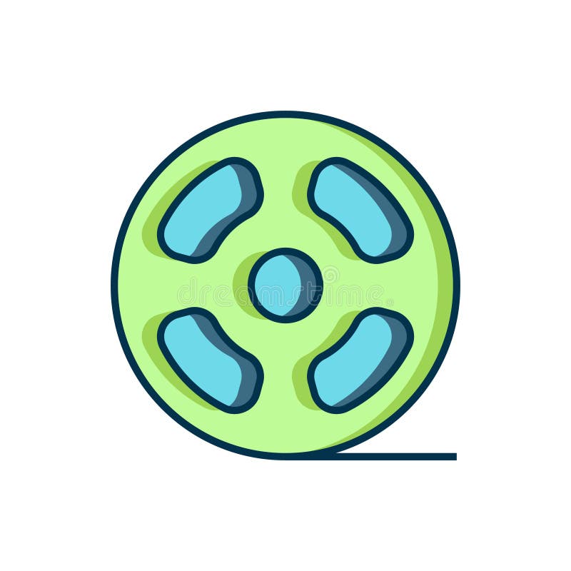 Filled Outline Film Reel Icon Isolated on White Background. Flat Filled ...
