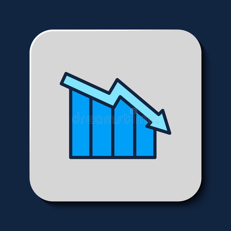 Filled Outline Financial Growth Decrease Icon Isolated on Blue Background. Increasing Revenue ...
