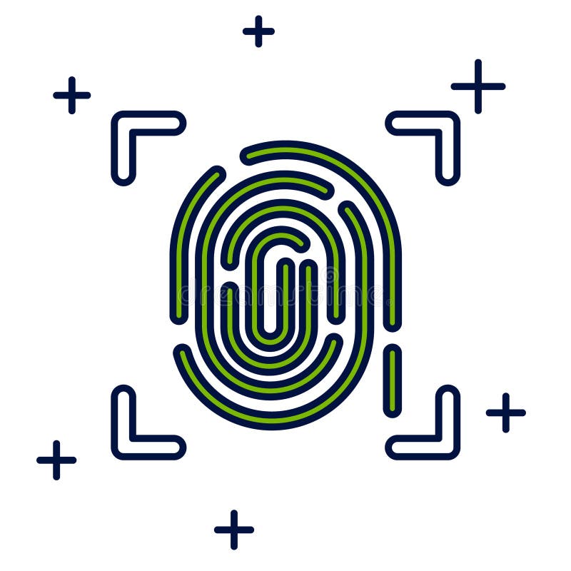Filled Outline Fingerprint Icon Isolated on White Background. ID App ...