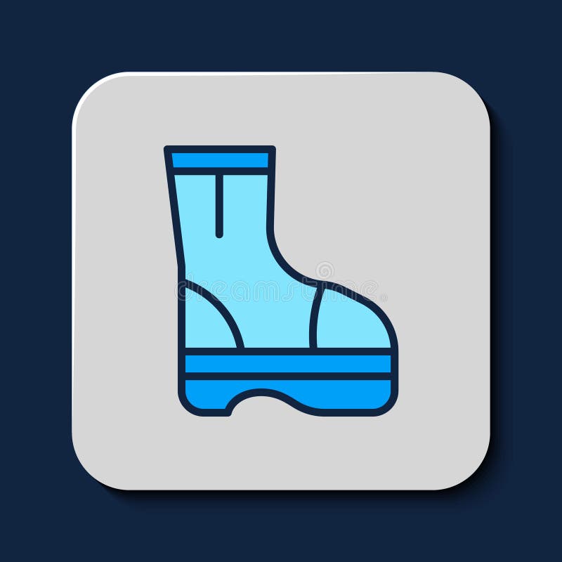Filled Outline Fire Boots Icon Isolated on Blue Background. Vector ...