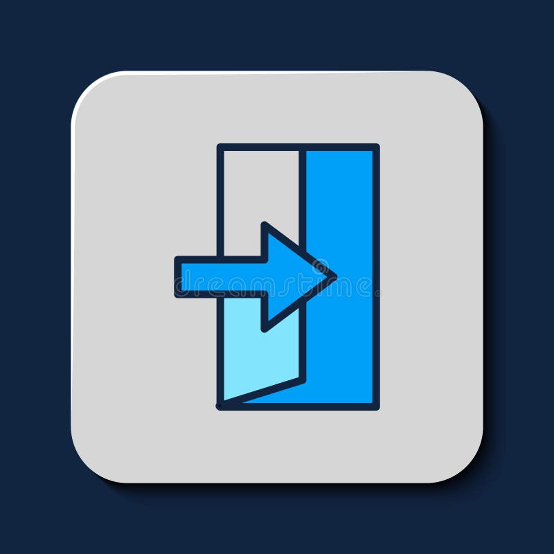 Filled Outline Fire Exit Icon Isolated on Blue Background. Fire ...