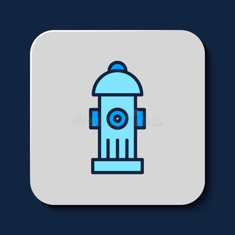 Filled Outline Fire Hydrant Icon Isolated on Blue Background. Vector ...