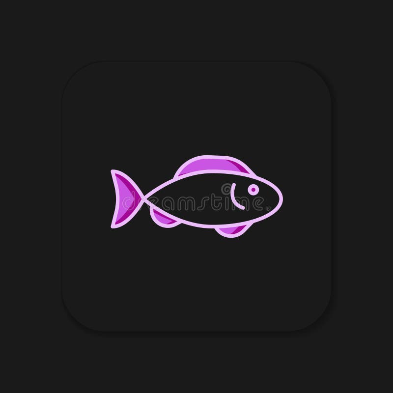 Filled Outline Fish Icon Isolated on Black Background. Flat Filled ...