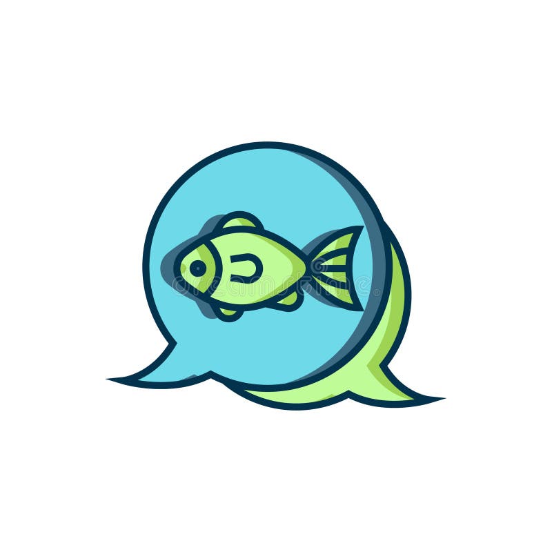Filled Outline Fish Icon Isolated on White Background. Flat Filled ...