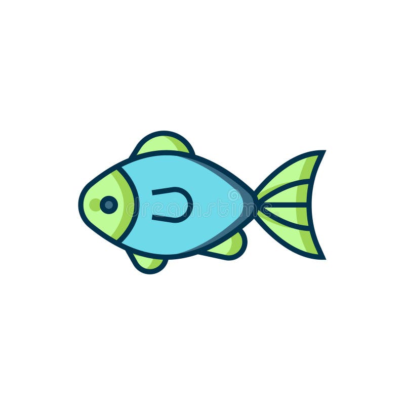 Filled Outline Fish Icon Isolated on White Background. Flat Filled ...