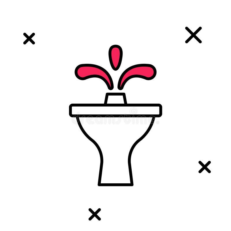Filled Outline Fountain Icon Isolated on White Background. Vector Stock ...