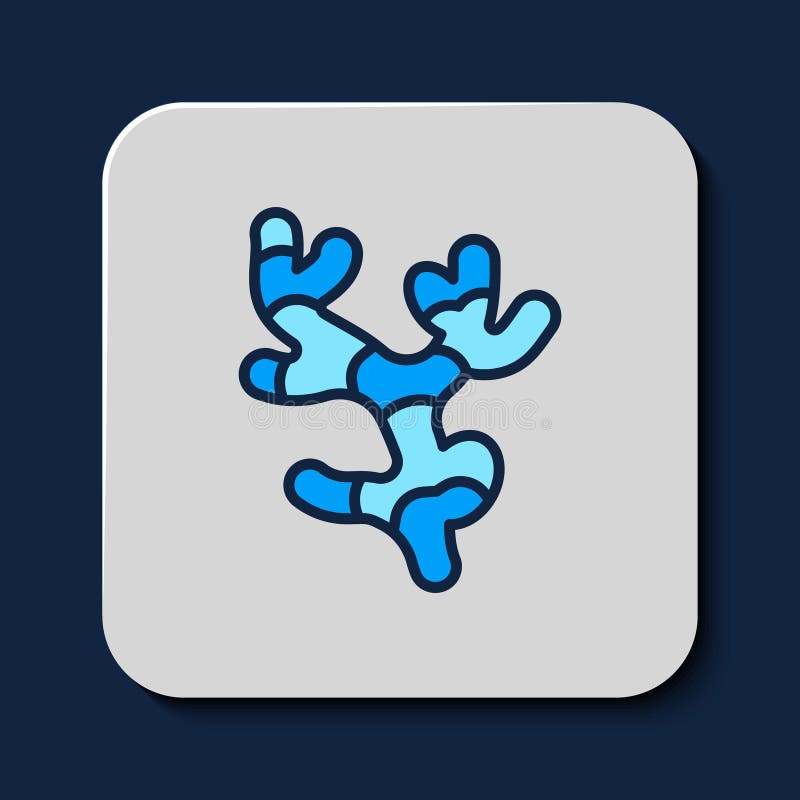 Filled Outline Ginger Root Icon Isolated on Blue Background. Vector ...