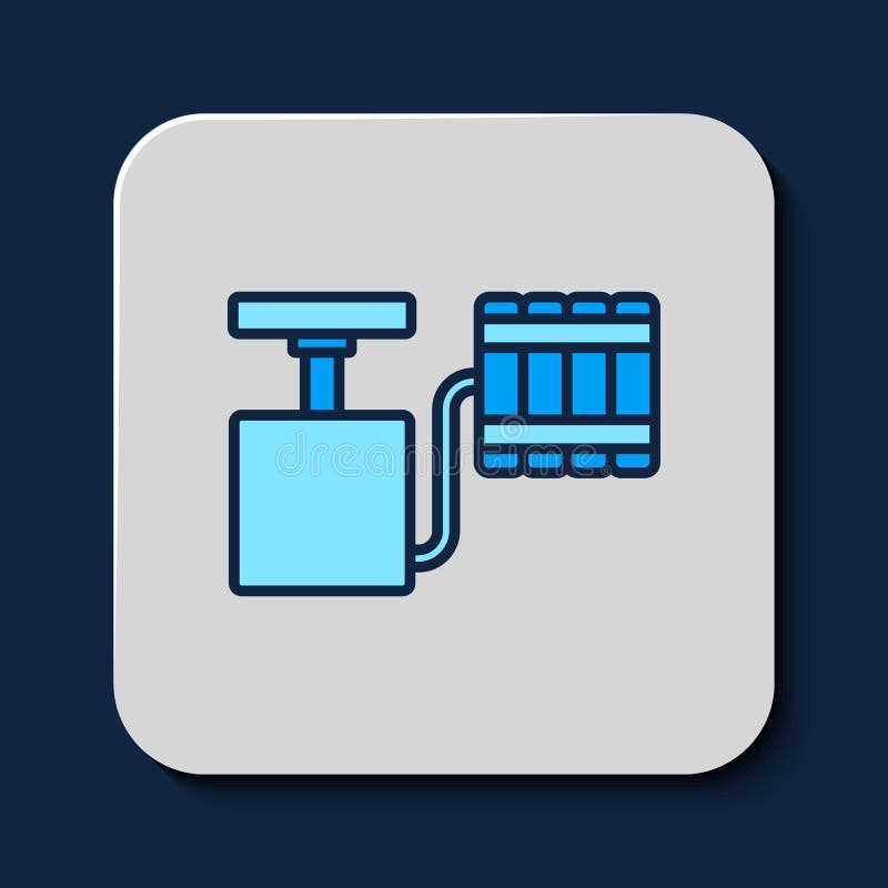 Filled Outline Handle Detonator for Dynamite Icon Isolated on Blue ...