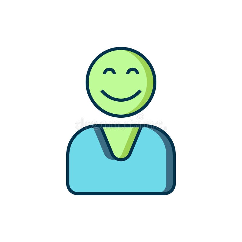 Filled Outline Happy Customer Icon Isolated on White Background. Flat ...