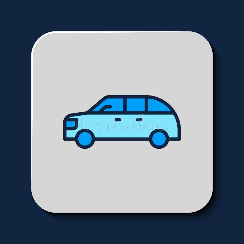 Filled Outline Hatchback Car Icon Isolated on Blue Background. Vector ...