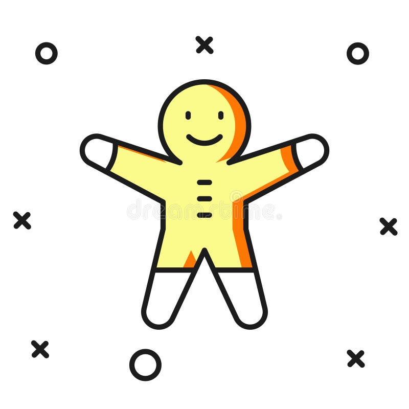 Filled Outline Holiday Gingerbread Man Cookie Icon Isolated on White ...