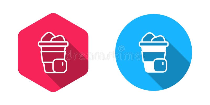 Filled and Outline Iced Coffee Icon Isolated with Long Shadow ...