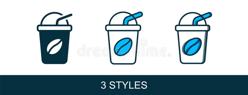 Filled Outline Iced Coffee Icon Isolated on White Background. Vector Stock Vector - Illustration ...