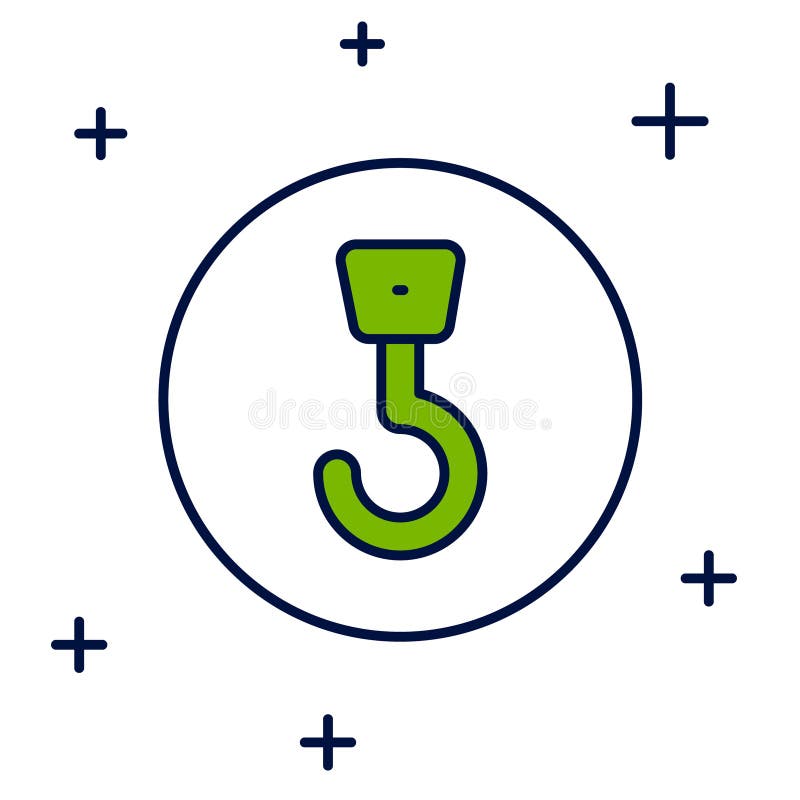 Filled Outline Industrial Hook Icon Isolated on White Background. Crane ...