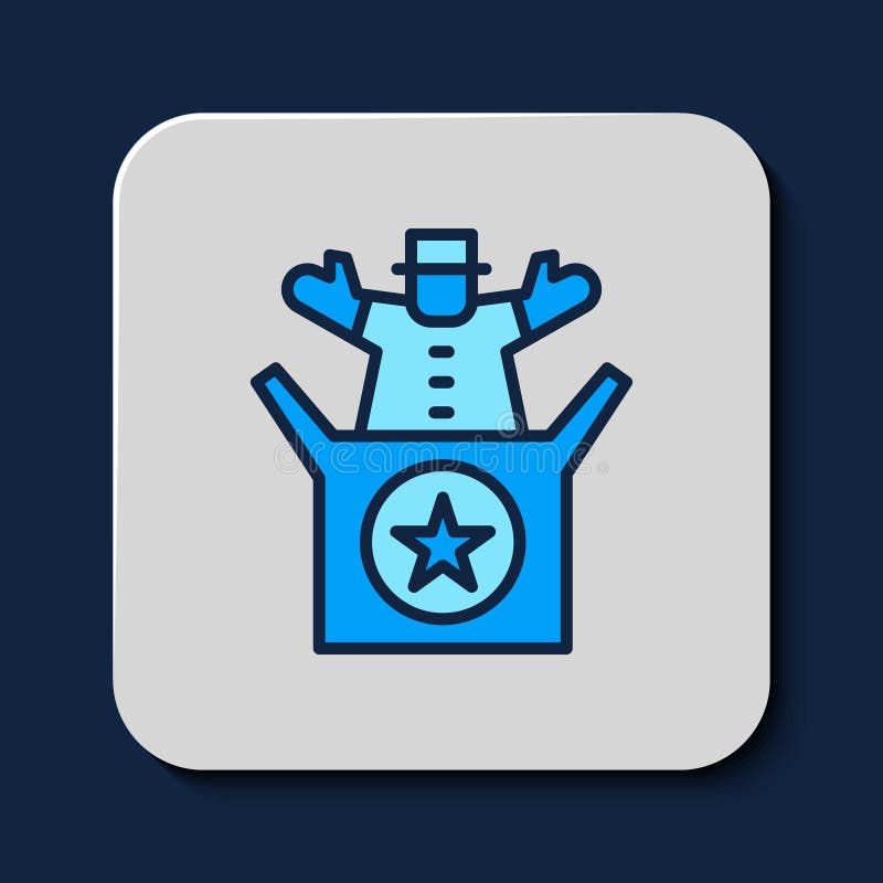 Filled Outline Jack in the Box Toy Icon Isolated on Blue Background ...
