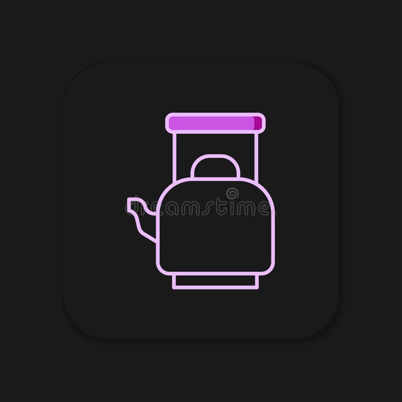 Filled Outline Kettle with Handle Icon Isolated on Black Background ...