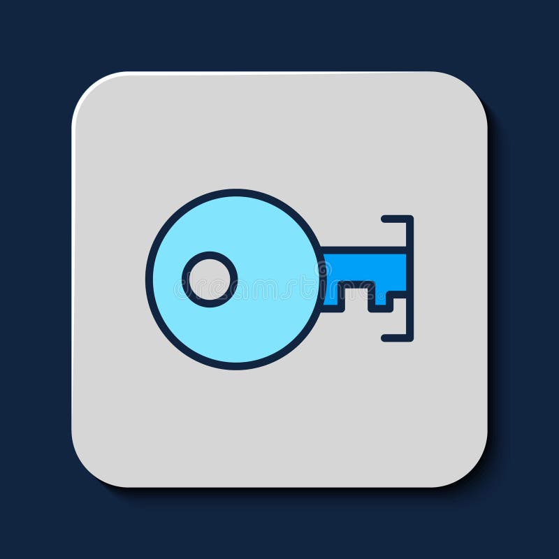Filled Outline Key Icon Isolated on Blue Background. Vector Stock ...