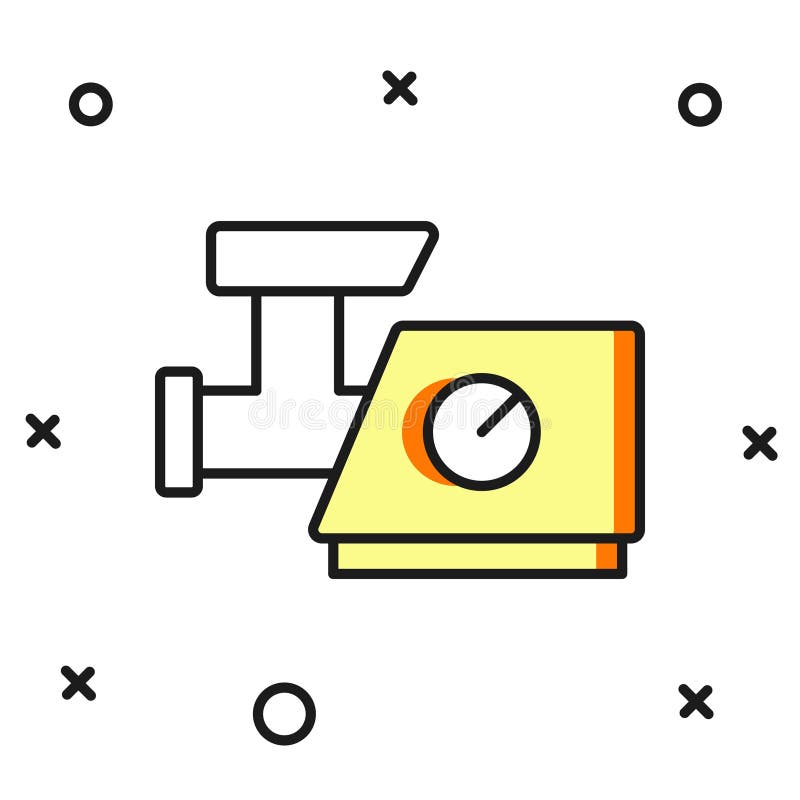 Filled Outline Kitchen Meat Grinder Icon Isolated on White Background. Flat Filled Outline Style ...