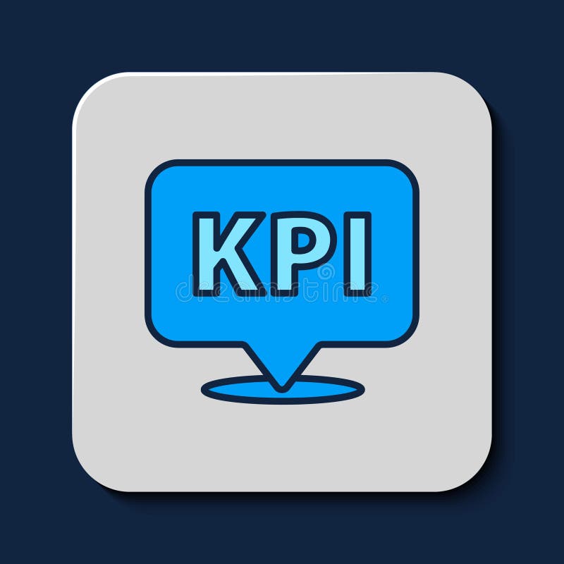 Filled Outline KPI - Key Performance Indicator Icon Isolated on Blue ...