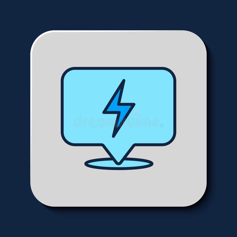 Filled Outline Lightning Bolt Icon Isolated on Blue Background. Flash ... Filled Outline Lightning Bolt Icon Isolated on Blue Background. Flash ...