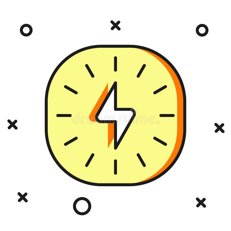 Filled Outline Lightning Bolt Icon Isolated on White Background. Flash ...