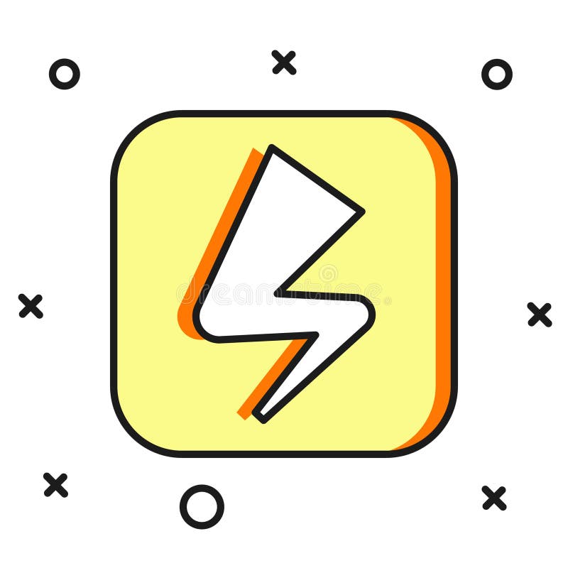 Filled Outline Lightning Bolt Icon Isolated on White Background. Flash ...