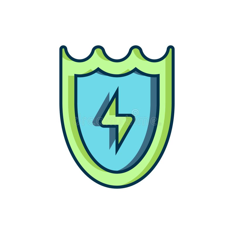 Filled Outline Lightning and Shield Icon Isolated on White Background ...