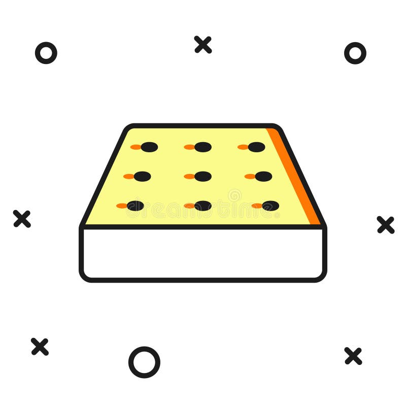 Filled Outline Mattress Icon Isolated on White Background. Padded ...