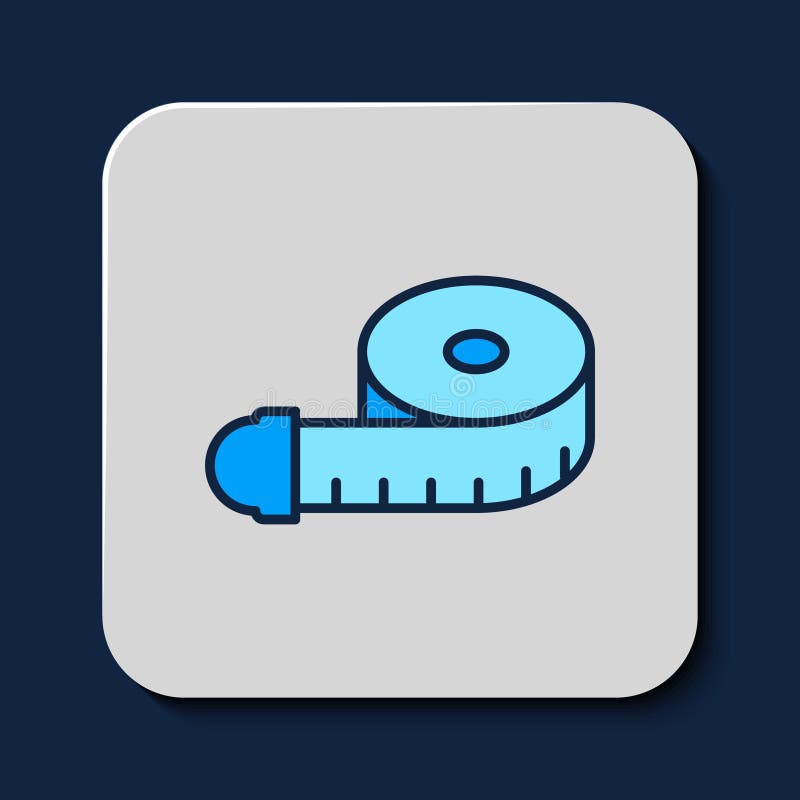 Filled Outline Measuring Tape Icon Isolated on Blue Background. Tape ...