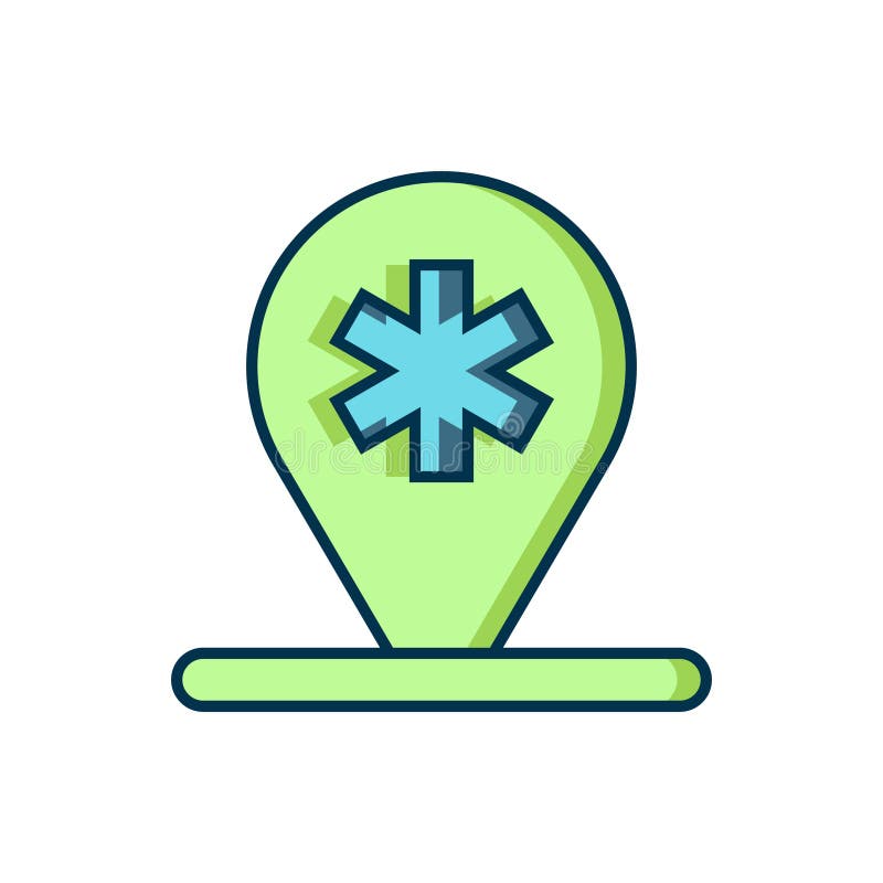 Filled Outline Medical Map Pointer with Cross Hospital Icon Isolated on ...