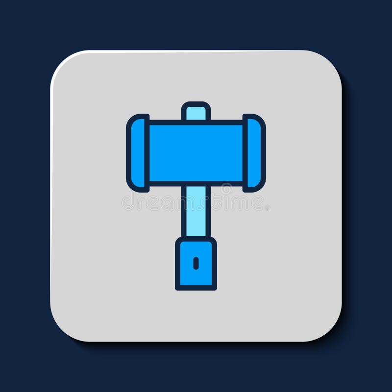 Filled Outline Medieval Battle Hammer Icon Isolated on Blue Background ...